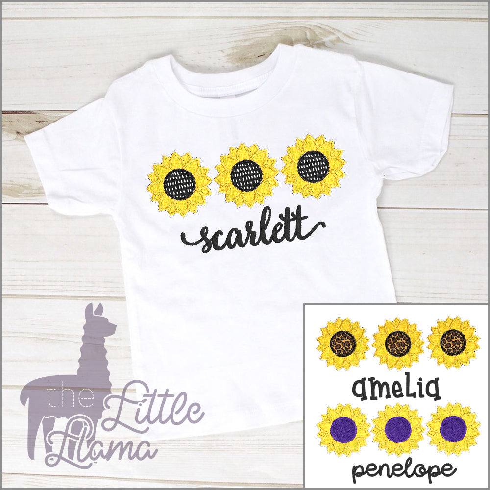 Sunflower Trio Appliqué – The Little Llama co